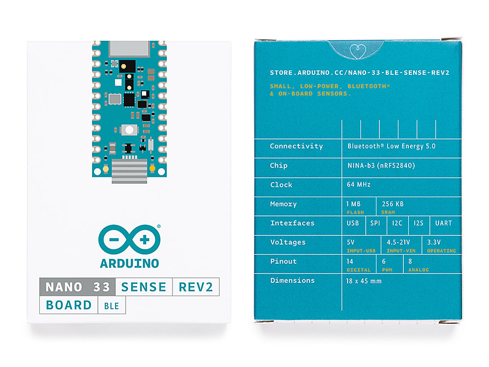 Arduino Nano 33 BLE Sense Rev2 | AI & IoT Development — Arduino Official Store